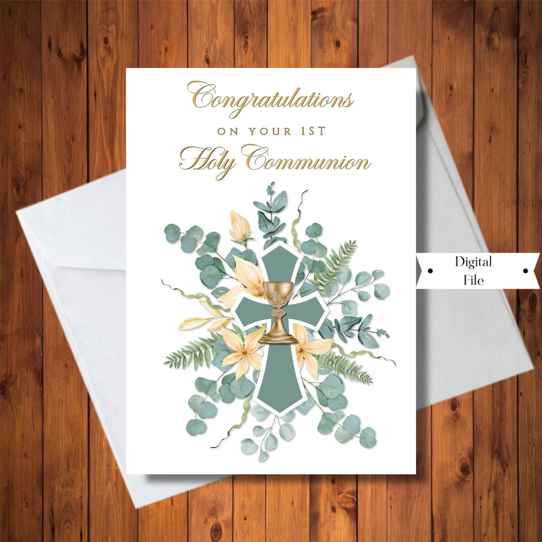 First Holy Communion Card, Congratulations Card, Male or Female, 1st ...