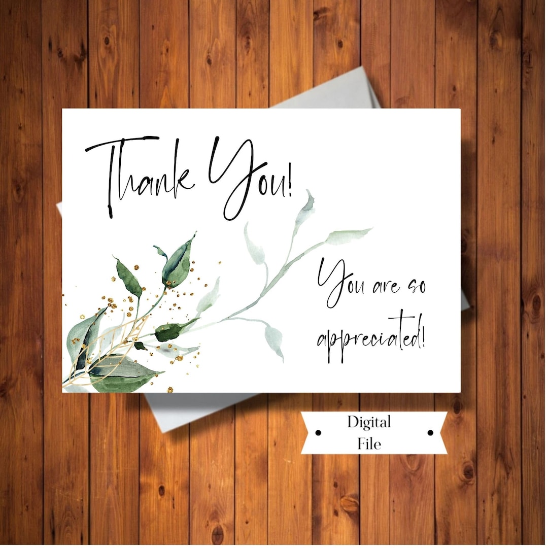 Beautiful Thank You Card, You Are so Appreciated Card , Watercolour ...