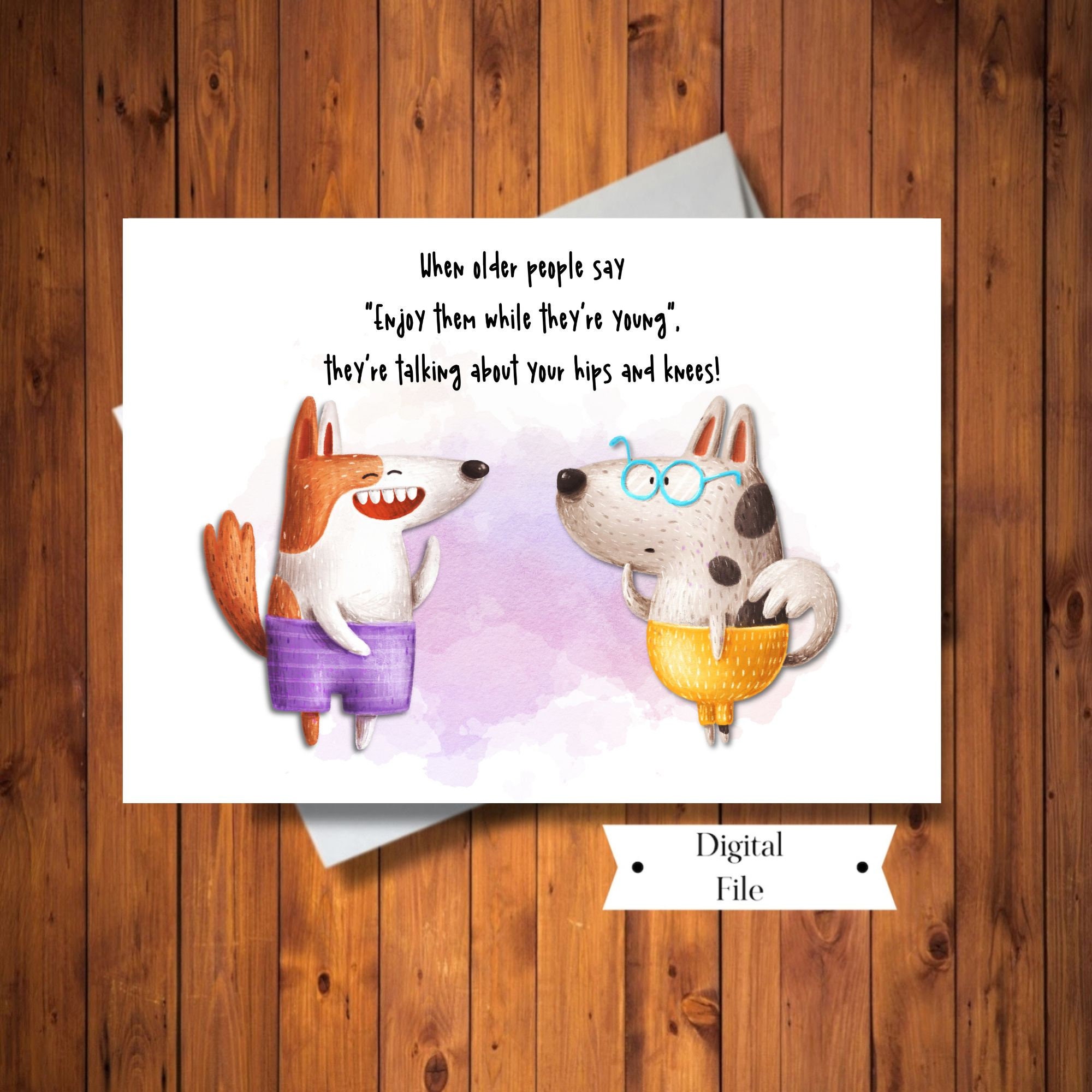 Funny Aging Birthday Card, Enjoy Hips and Knees Funny, Cute Dog ...