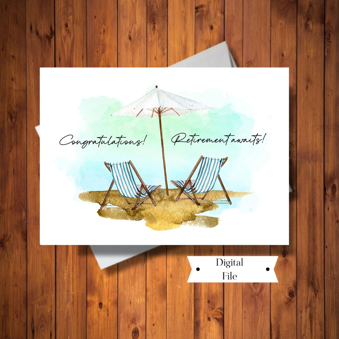 Retirement Card, Retirement Awaits, Beach Chairs, Happy Retirement Card ...