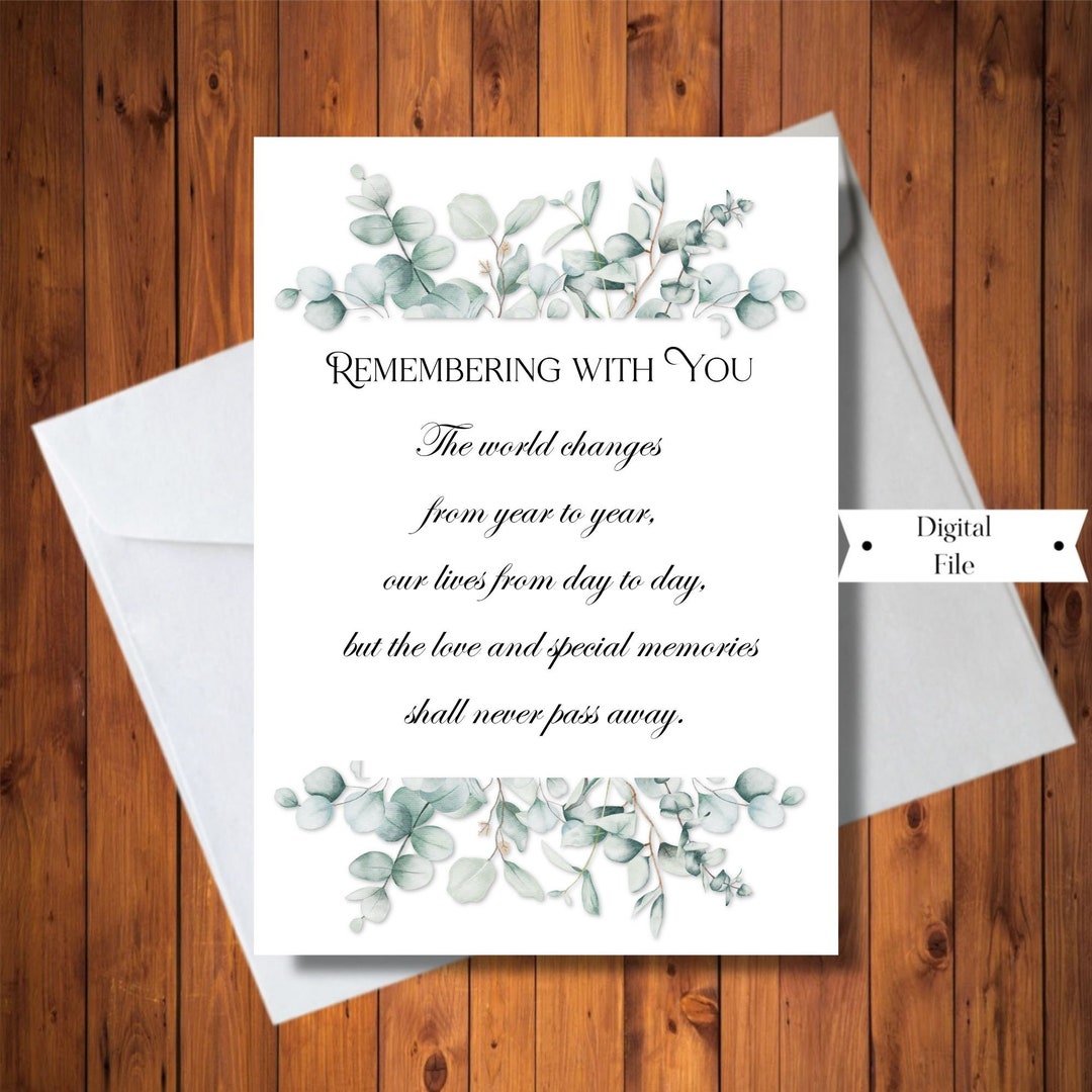 Memorial Sympathy Anniversary Card, Remembering With You, Anniversary ...