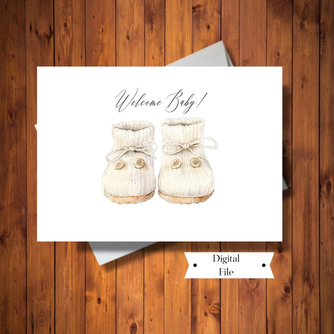 New Baby Card, Gender Neutral Card, Baby Booties, Boy or Girl ...