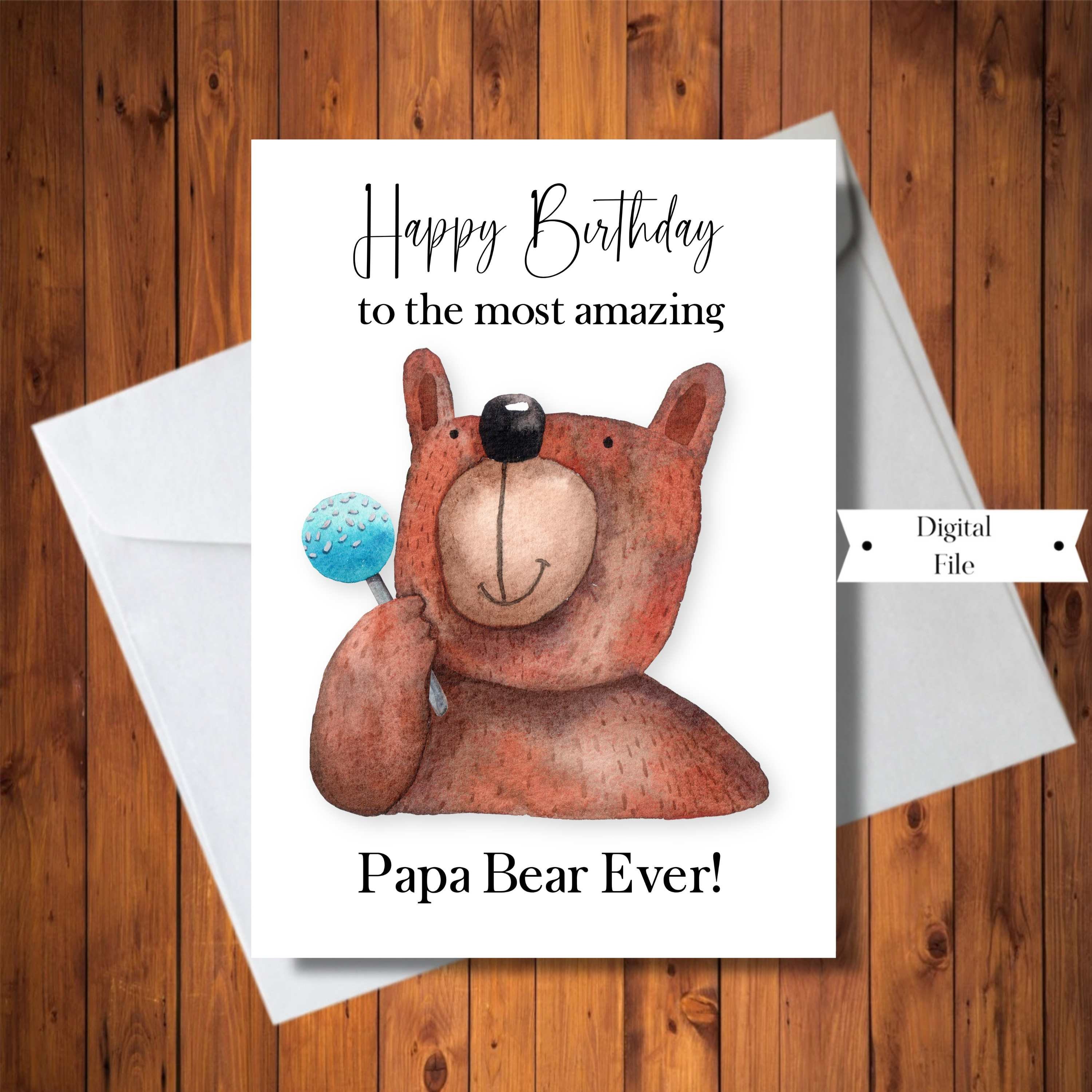 Birthday Card for Papa Birthday Card for Dad Funny Bear - Etsy