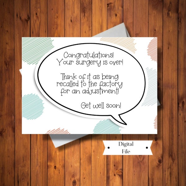 Funny Get Well Cards After Surgery - Etsy