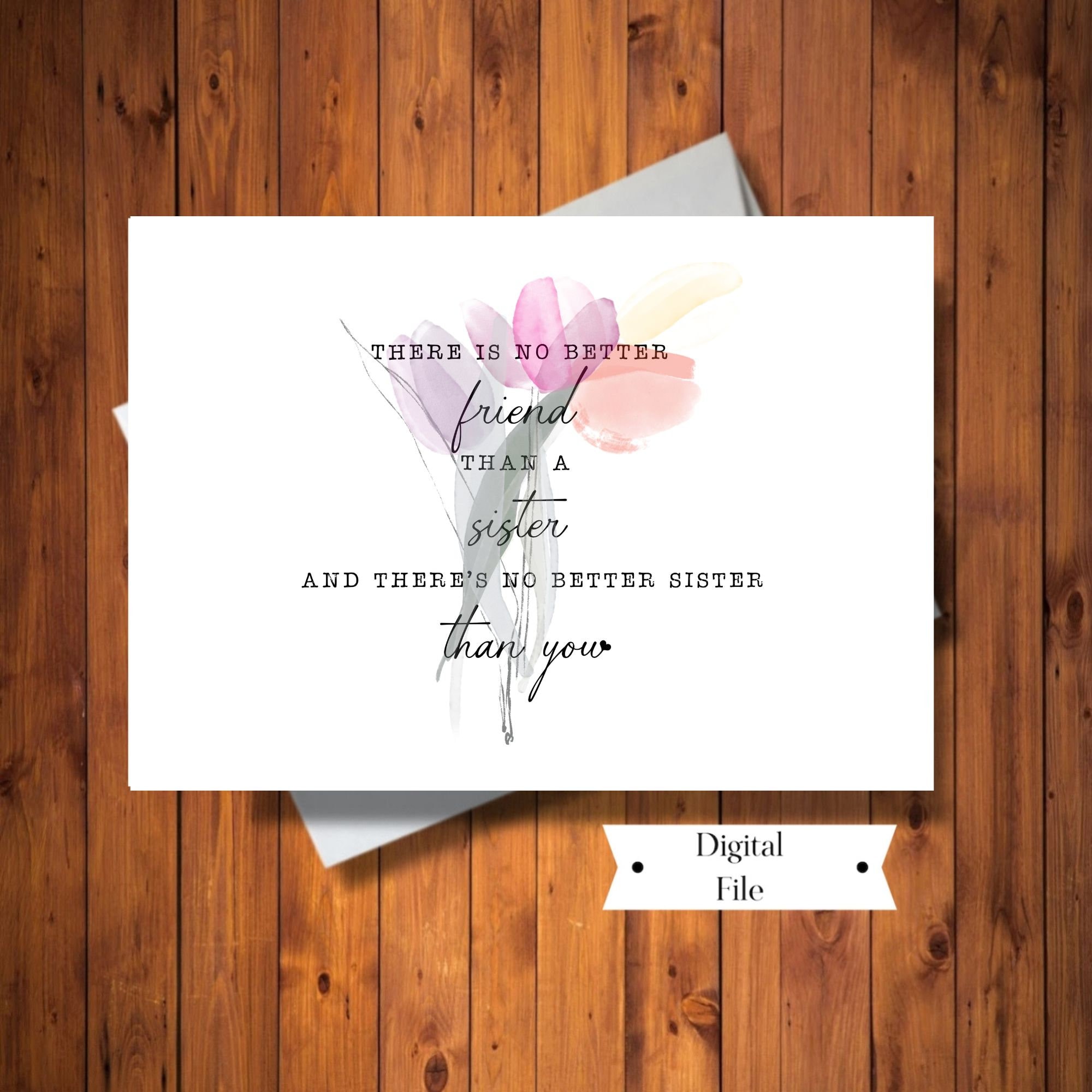 Birthday Card for Sister, the Best Sister Printable Floral Card ...