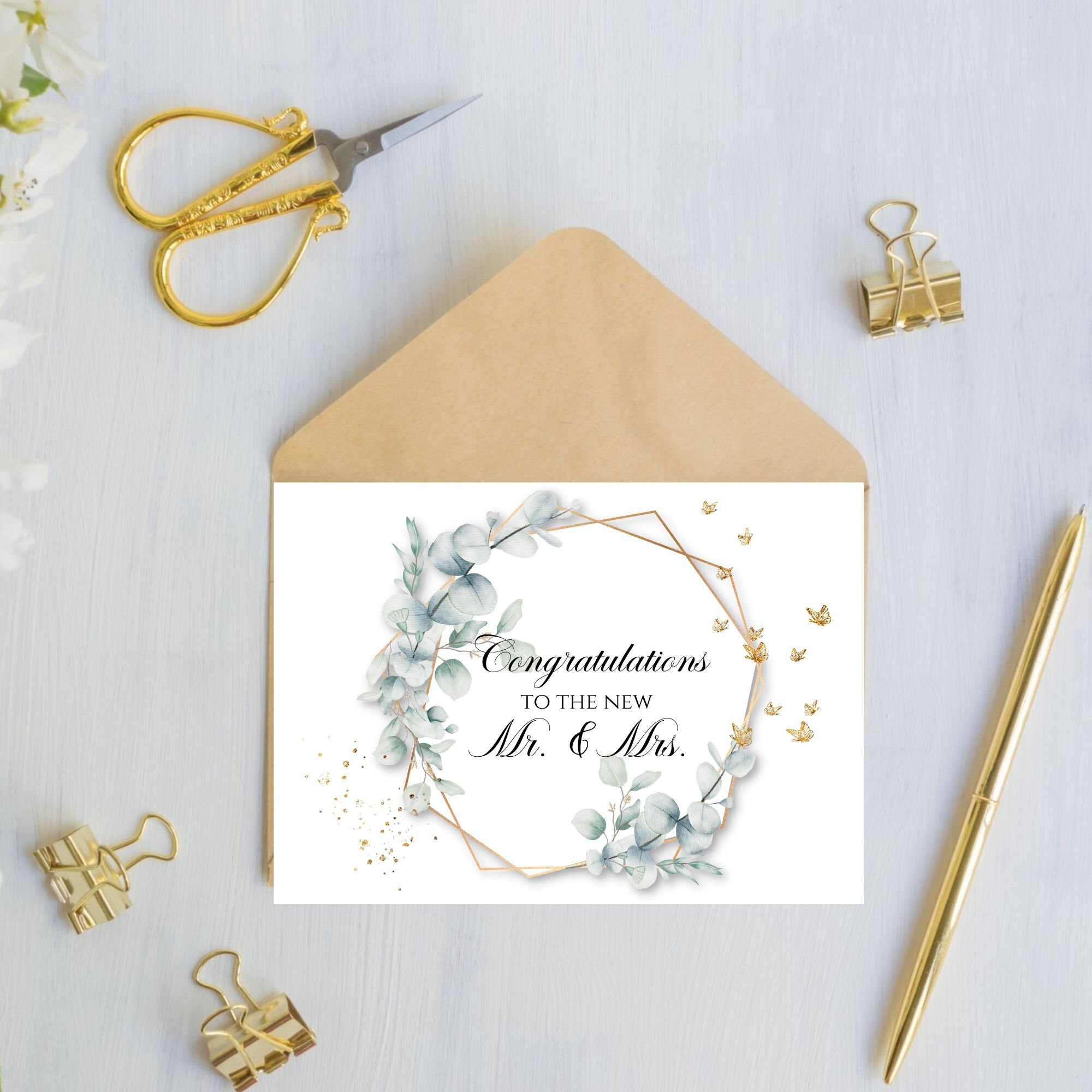 Congratulations to the New Mr. and Mrs. Greeting Card Boho - Etsy