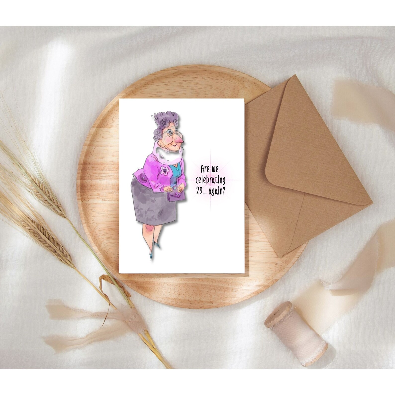 Funny Age Birthday Card for Woman, Funny Aging Card, 29 Again Printable ...