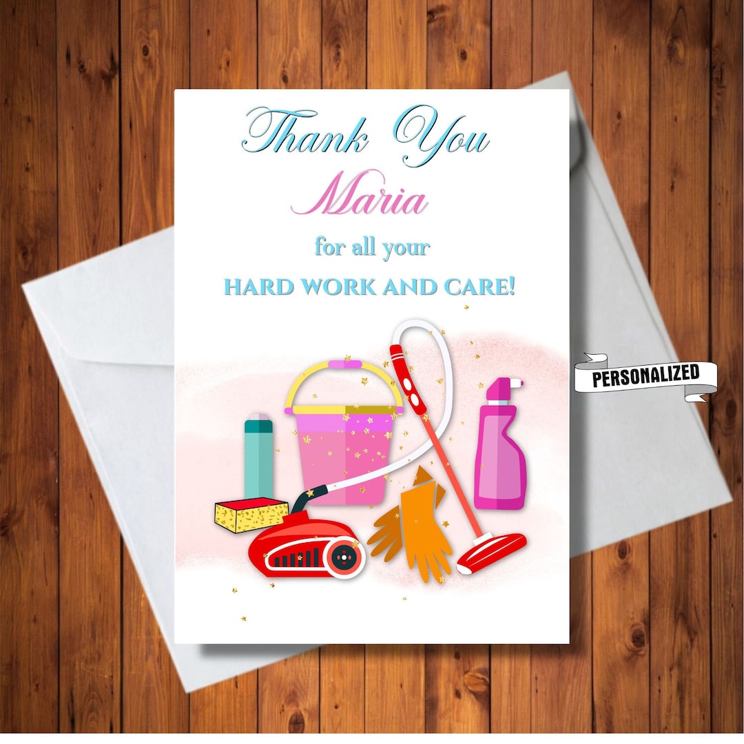 Personalized Thank You Card for Cleaning Person or Company, Housekeeper ...