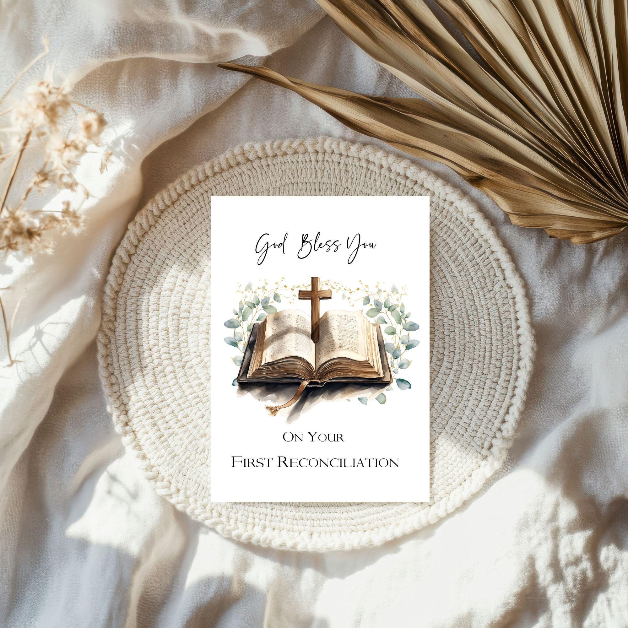 First Reconciliation Printable Card, Christian Reconciliation Card ...