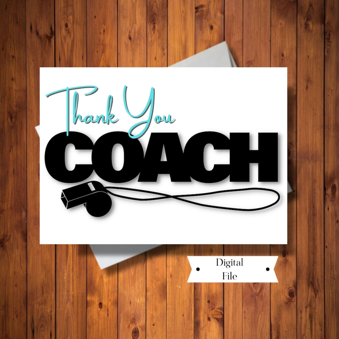 Thank You Card for Coach, Any Sport Coach Thank You, Printable, Digital ...