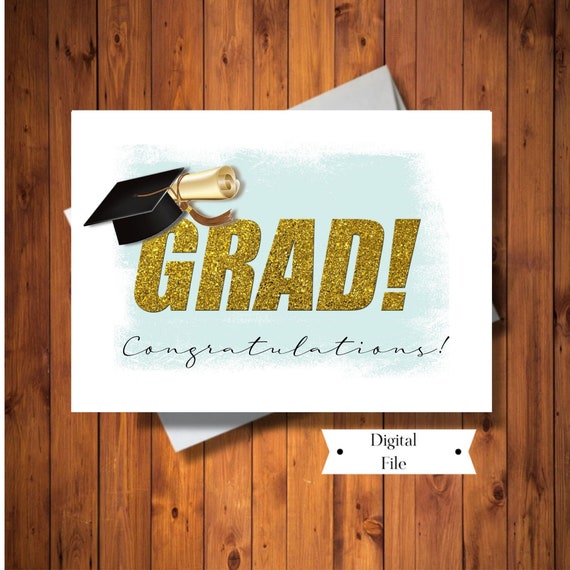 Congratulations Grad Card Graduation Card Grad Hat and - Etsy