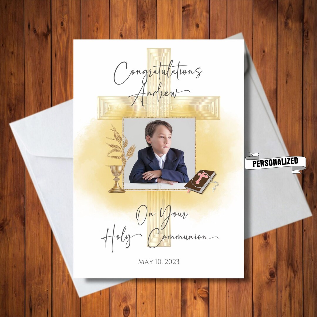 Personalized Photo First Communion Card, 1st Communion for Boy or Girl ...