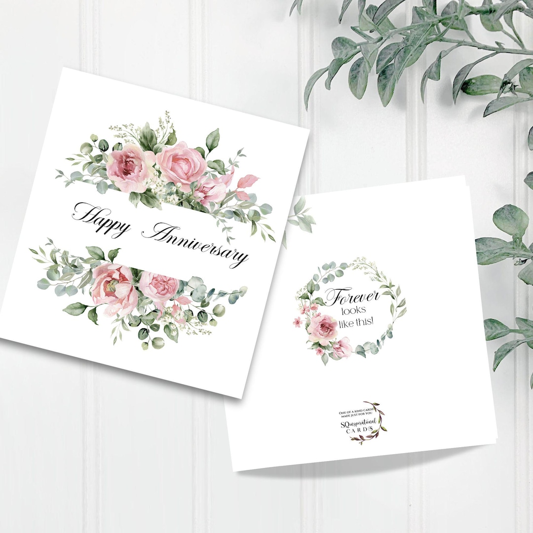 Beautiful Floral Anniversary Card, Square 5x5 General Anniversary Card ...