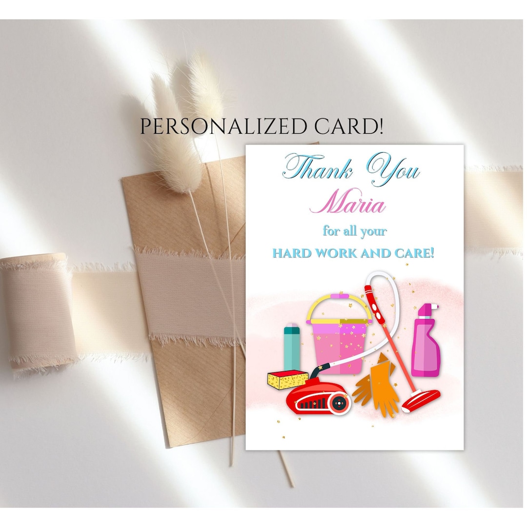 Personalized Thank You Card for Cleaning Person or Company, Housekeeper ...