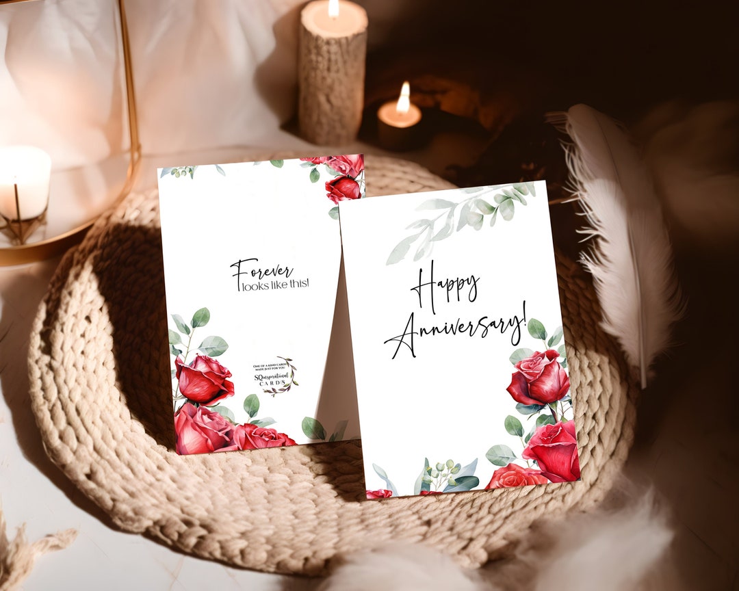 Rose Floral Anniversary Card, Anniversary Card for Couple, for Husband ...
