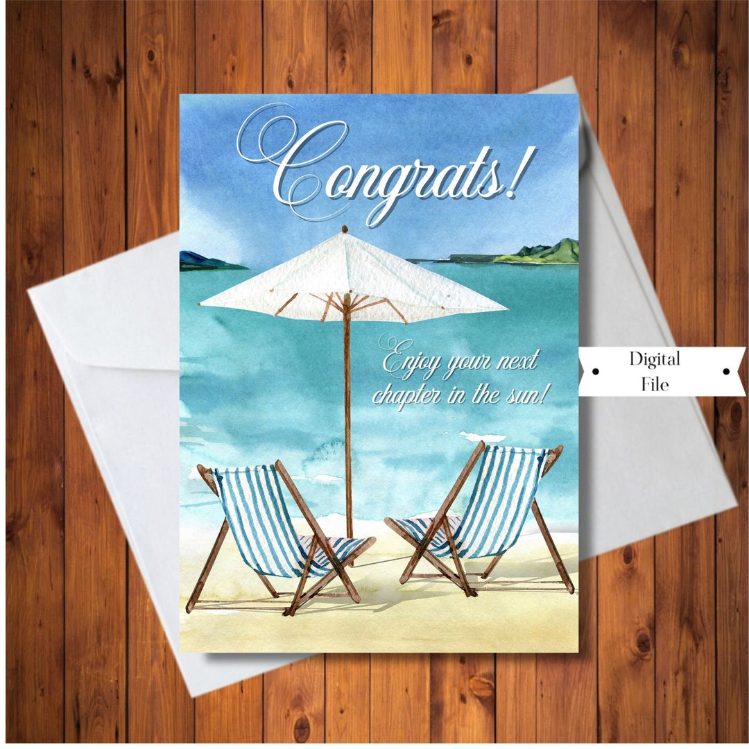 Retirement Card, Next Chapter, Beach Chairs, Happy Retirement Card ...