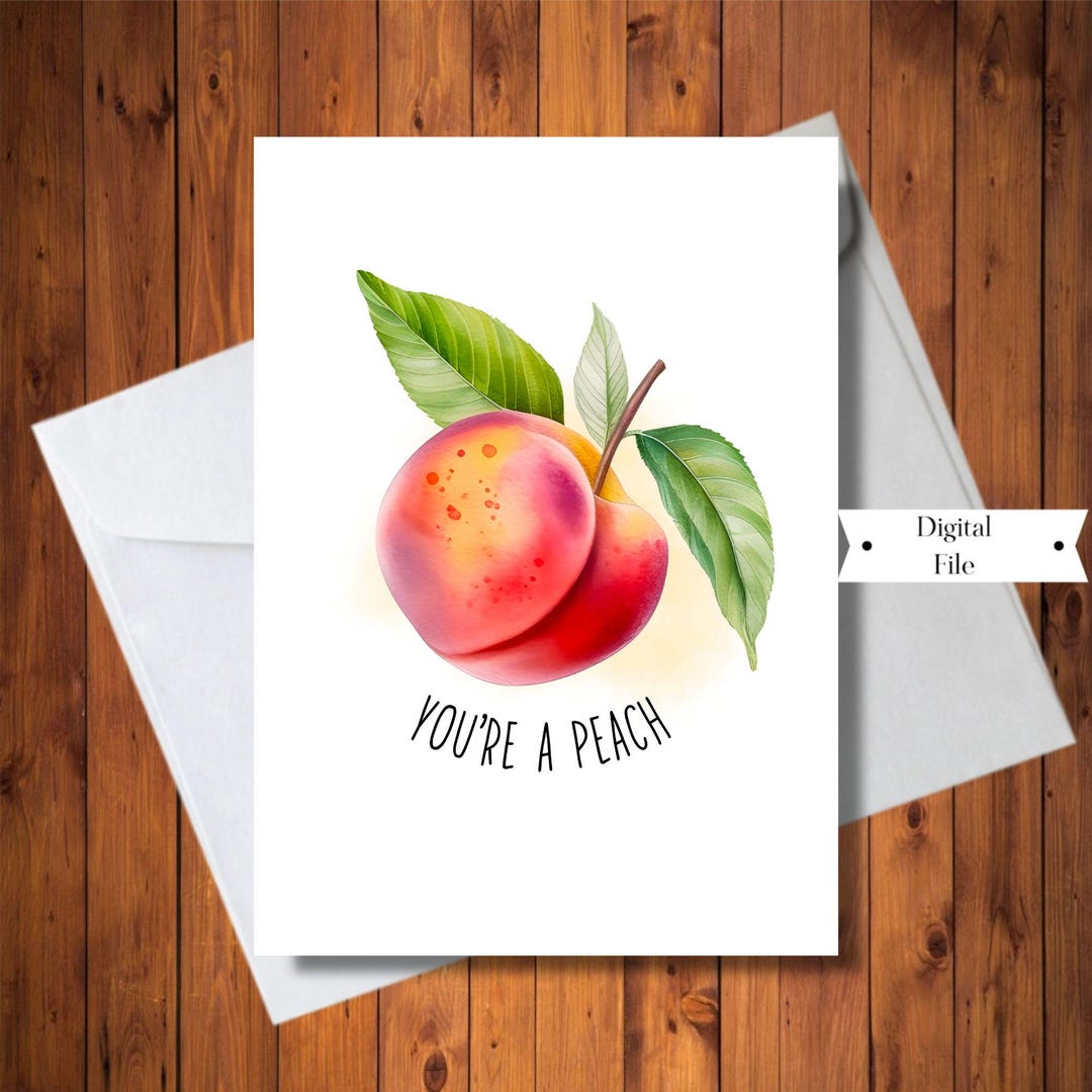 You're A Peach Thank You Card, Watercolor Peach, Sweet I Appreciate You ...