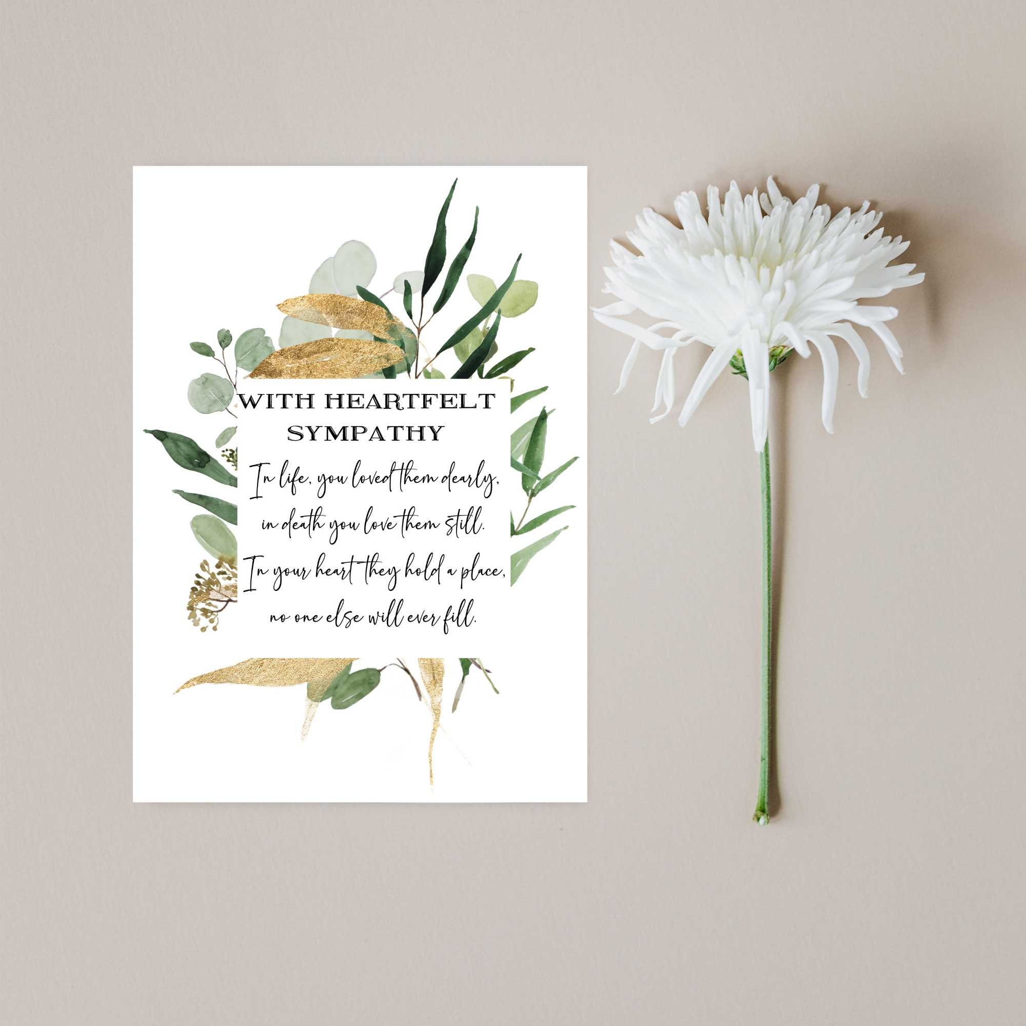 Floral Sympathy Card With Heartfelt Sympathy for Loss of - Etsy