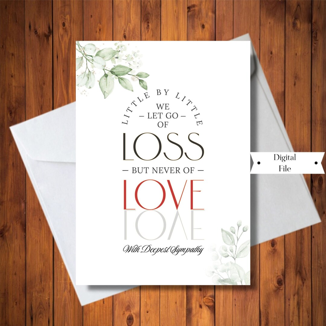 Elegant and Sincere Sympathy Card, Love is Never Lost, Boho Greenery ...
