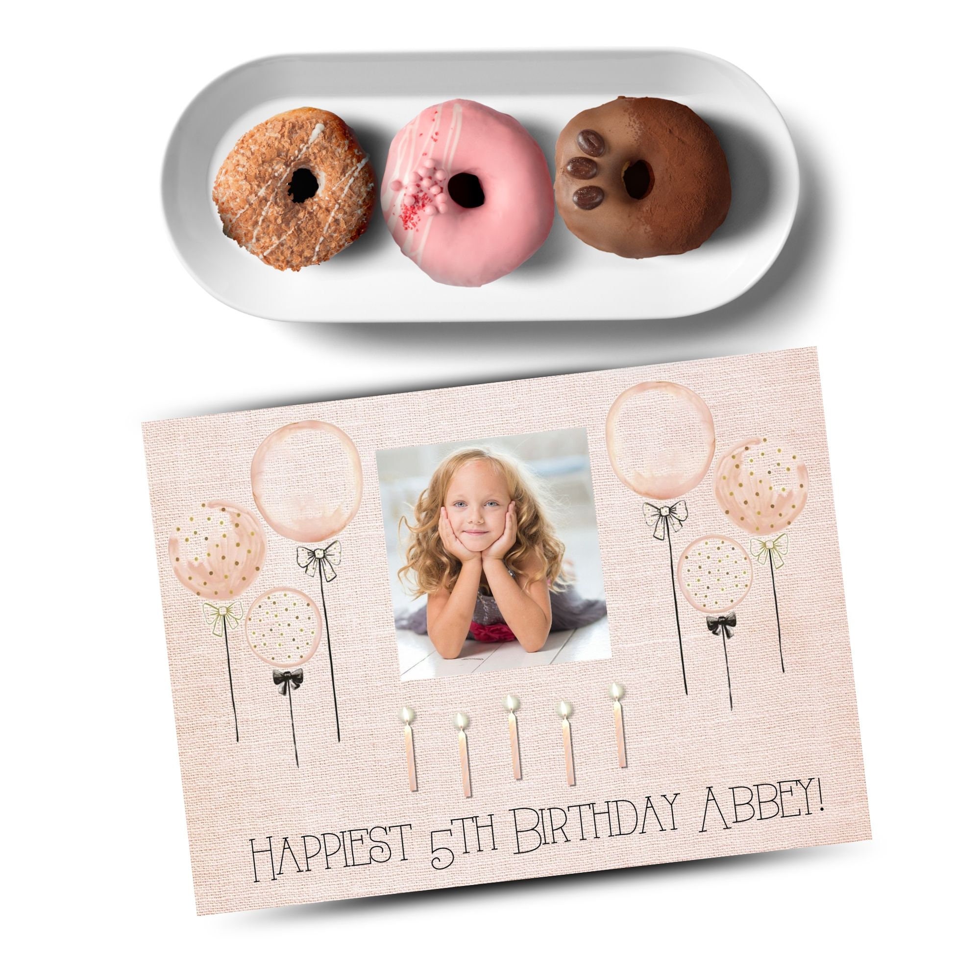 Personalized PHOTO Birthday Card, Custom Photo, Name and Age Card, Pink ...