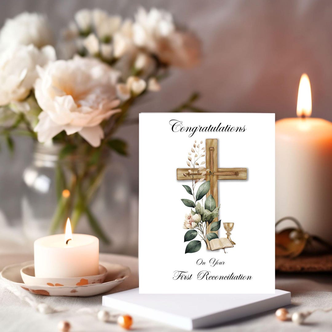 First Reconciliation Printable Card, Christian Reconciliation Card ...