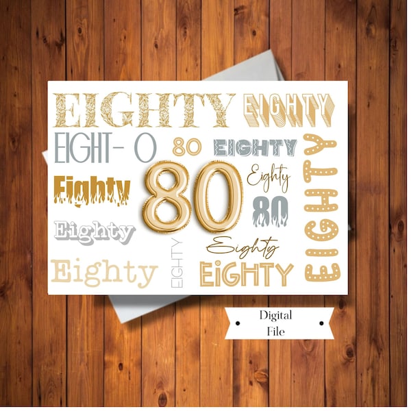 80th Birthday Card - Etsy UK