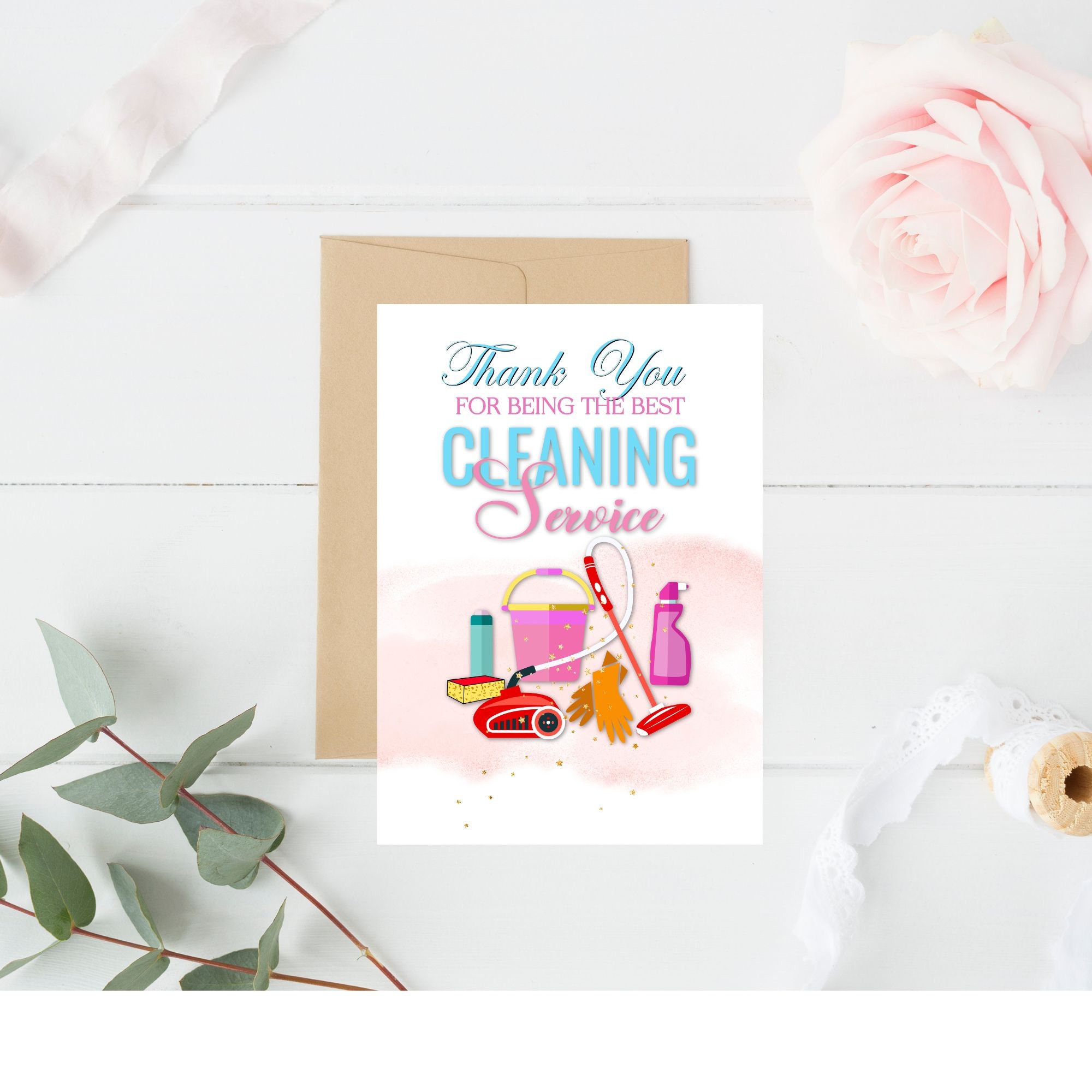 Cleaning Lady Thank You Card, Christmas Card, Cleaning Service Thank ...