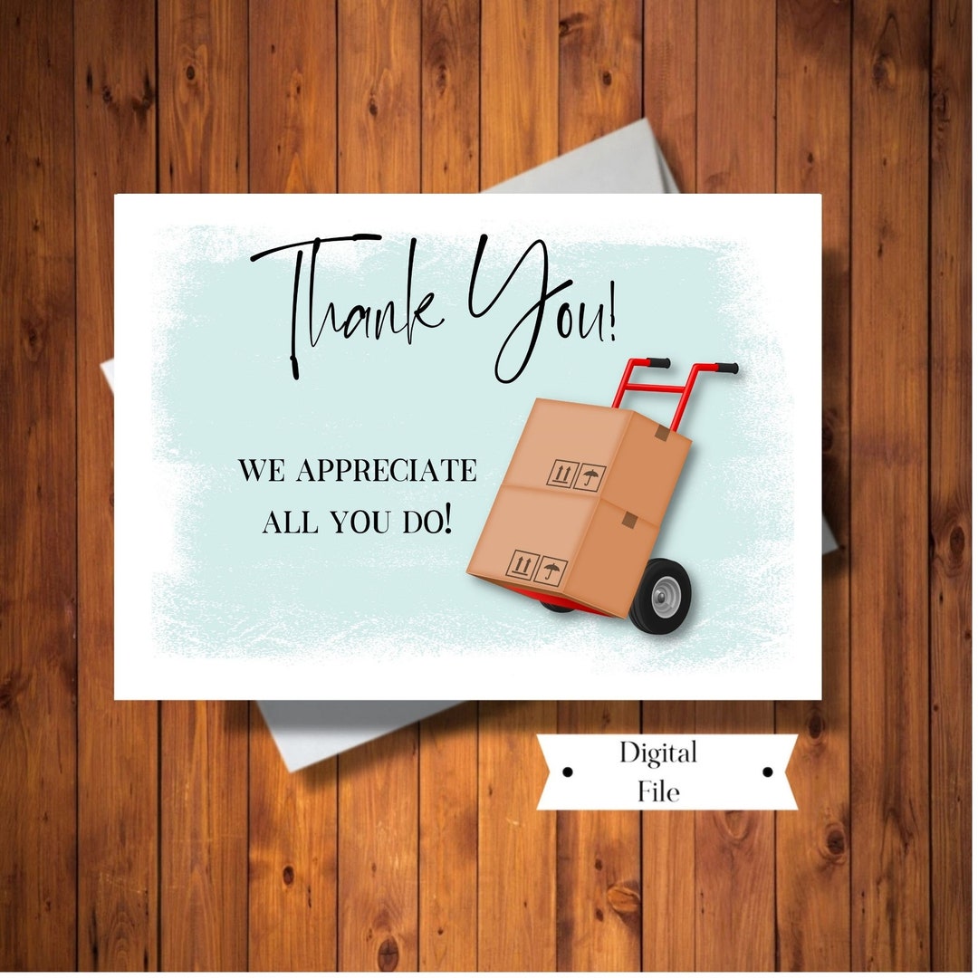 Thank You Card for Delivery Person, Thank You for Postal Worker ...