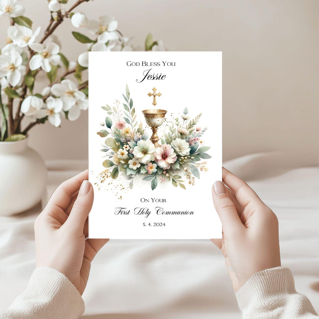 Personalized First Communion Card, Congratulations on Your First Holy ...