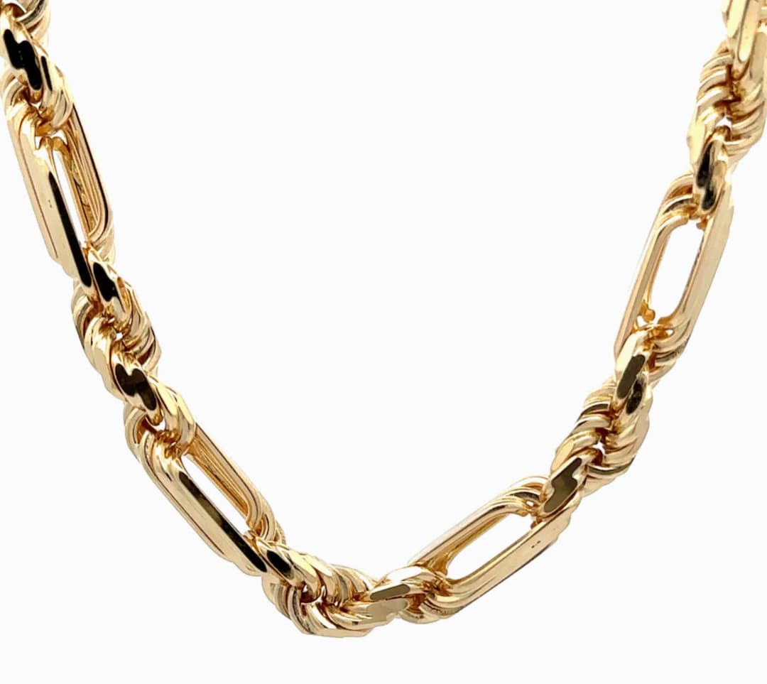 Milano 8mm Chain in 14K Yellow Gold - Etsy