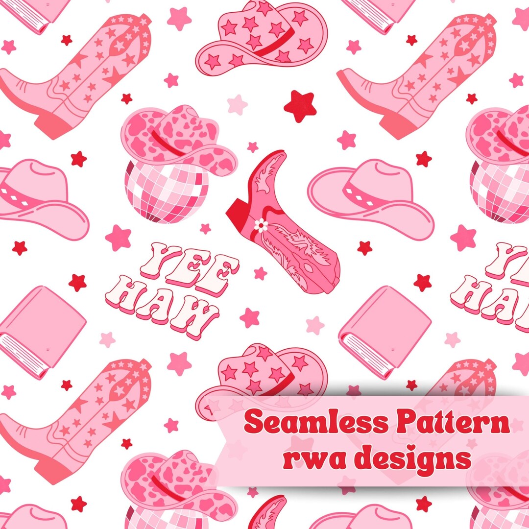 Pink Western Cowgirl Bookmark Design, Seamless Pattern, Repeating ...