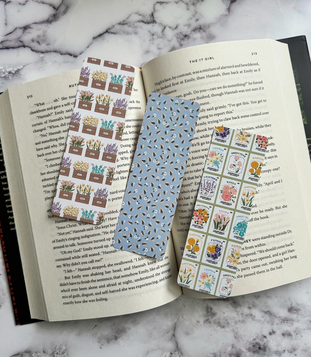 Cute Spring Floral Flower Bookmarks Handmade Double Sided Laminated ...