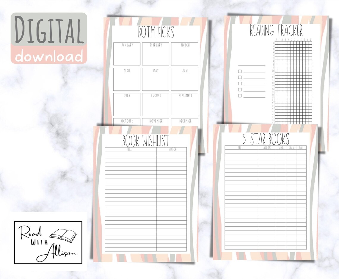 Printable Reading Journal Instant Download Book Journal | Etsy
