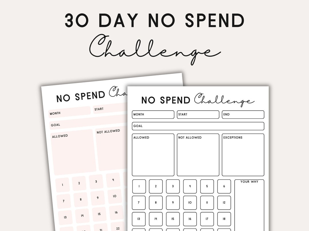 30 Day No Spend Challenge, Weekly Budget, Printable No Spend Challenge ...
