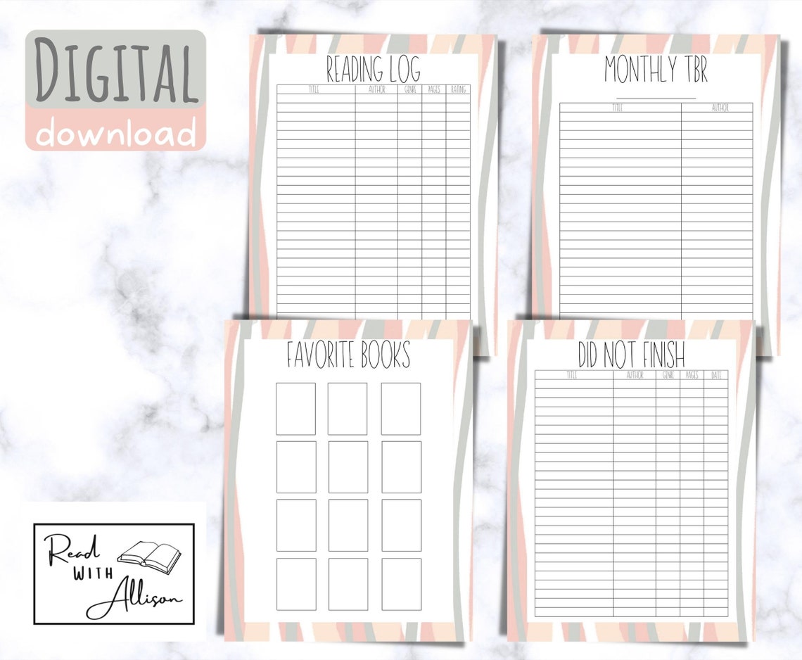 Printable Reading Journal Instant Download Book Journal | Etsy