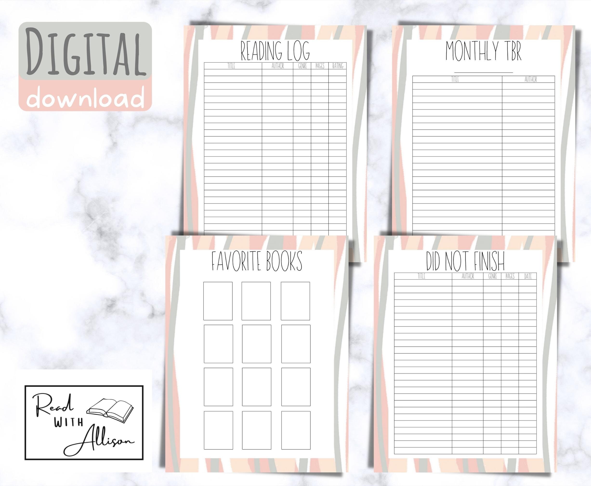 Printable Reading Journal Instant Download Book Journal | Etsy