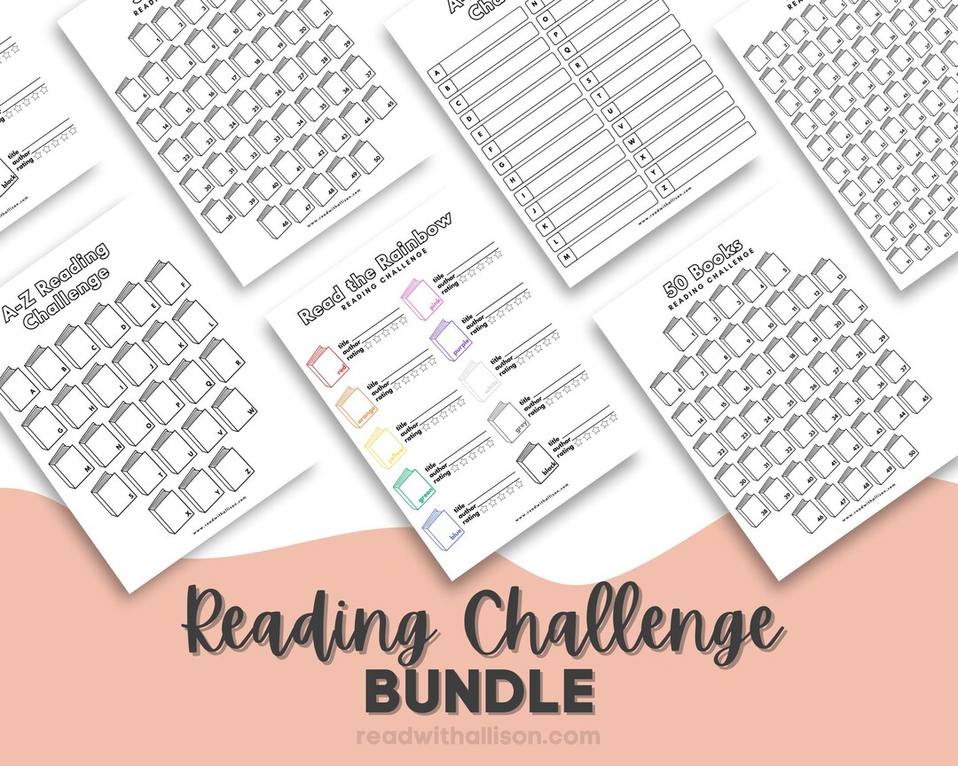 Reading Challenge Printables Bundle: A-Z, Rainbow, Book Tracker ...