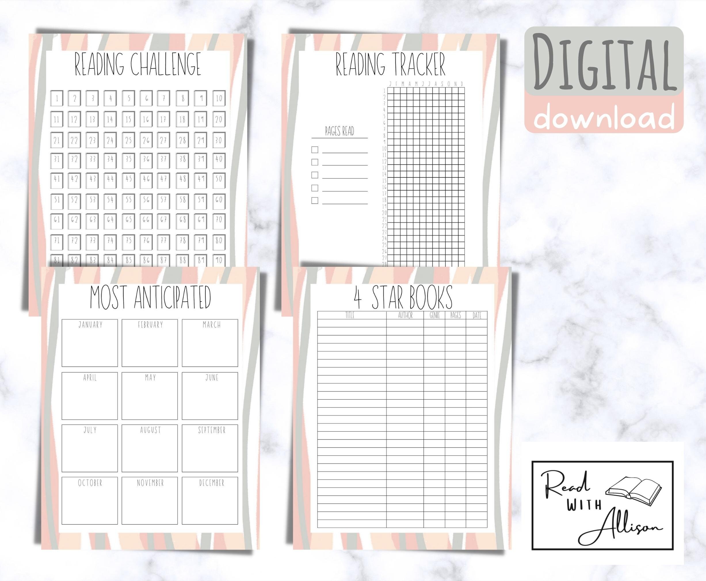 Printable Reading Journal Instant Download Book Journal | Etsy