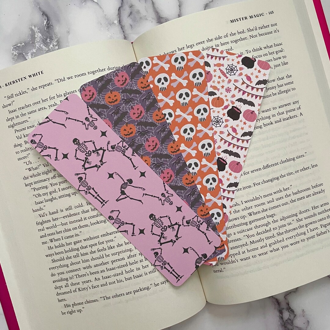 Halloween Bookmark Laminated Bookmarks Ghost Bookmark Skull Bookmark ...