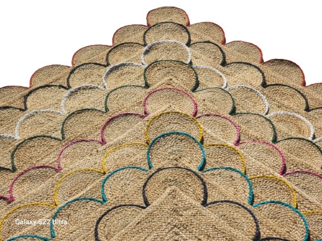 Handwoven Natural Scalloped Jute Rug, Jute Scallop Rug, Jute Rugs ...