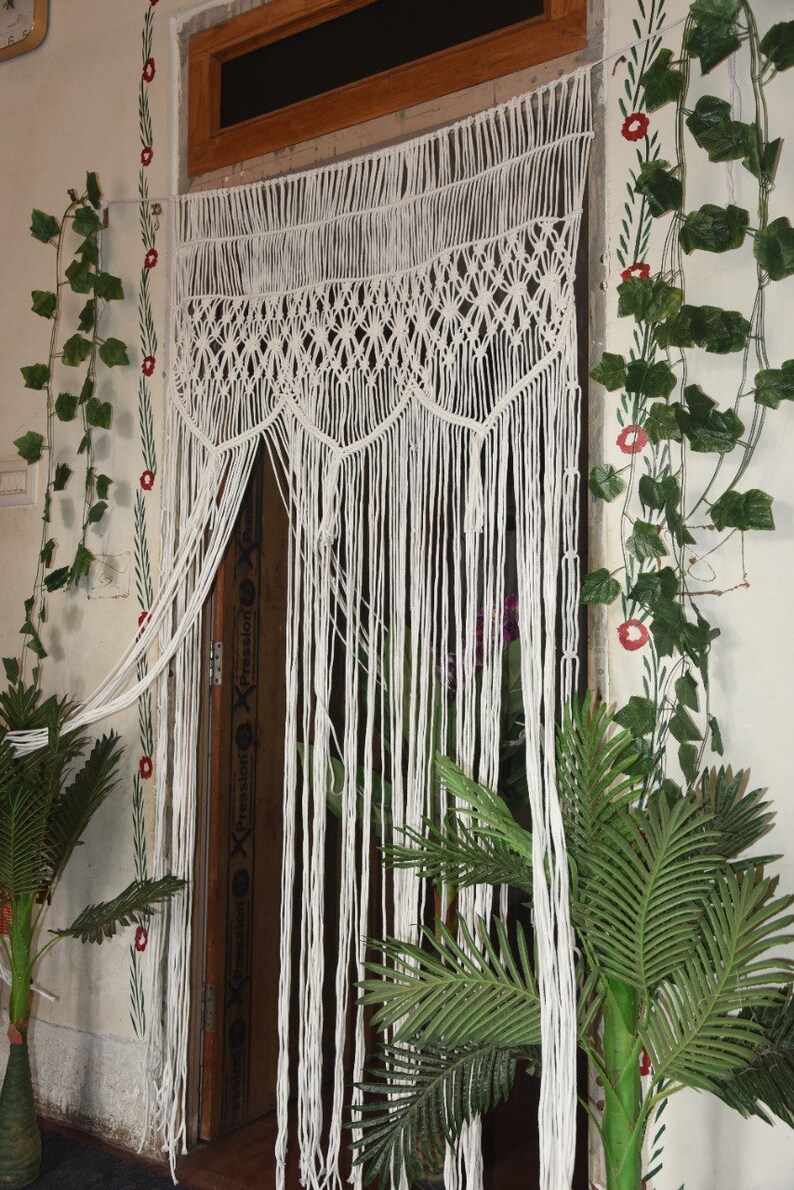 Indian Handmade Bohemian Macrame Curtain Door Hanging | Etsy