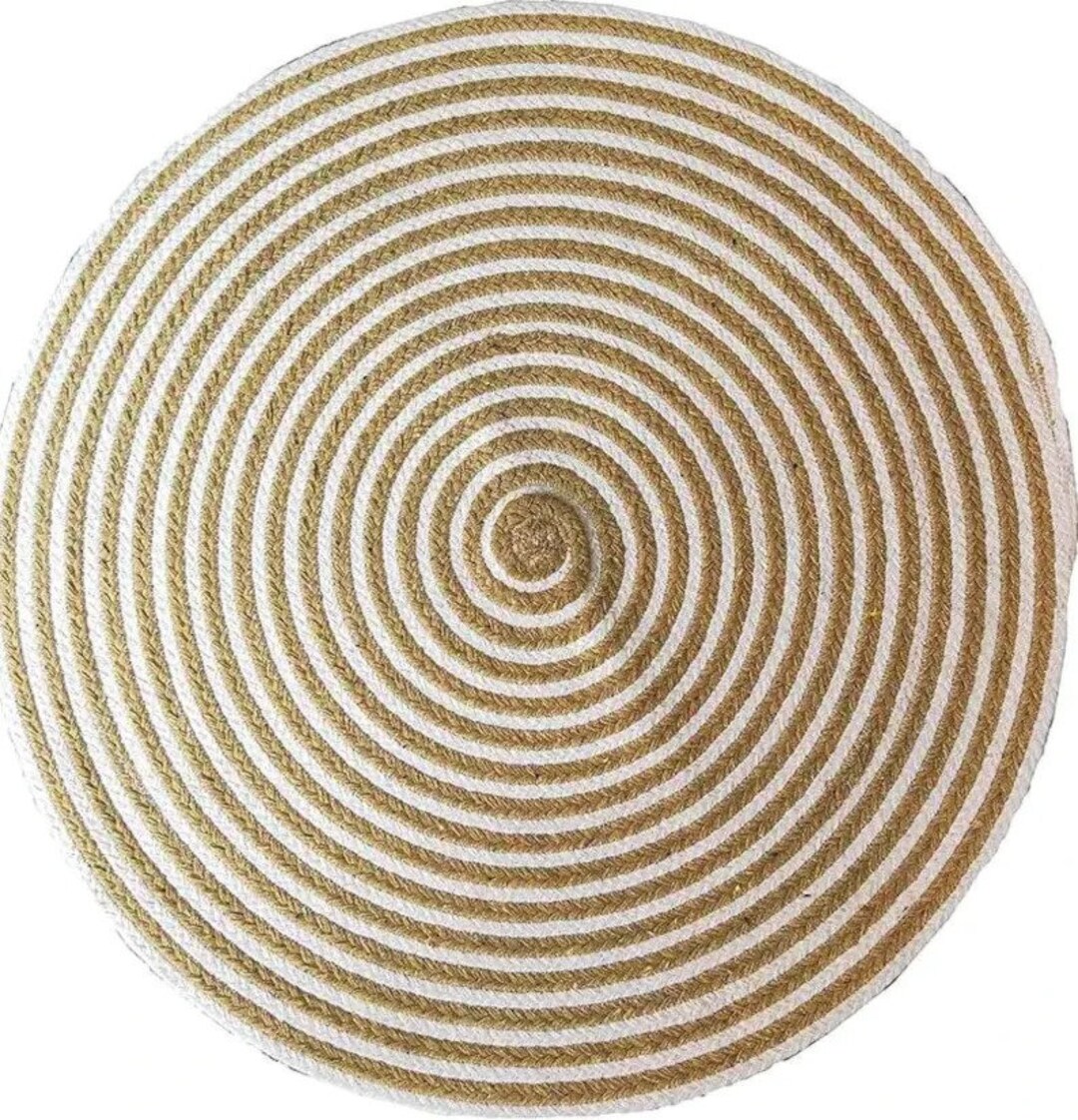 Hand Woven Farmhouse Jute Area Rug, Round Rug, Cricle Rug, Round Area ...