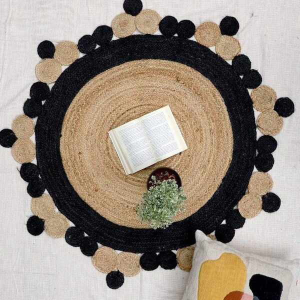 Jute Floral Rug - Etsy