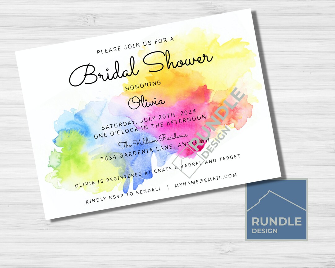 Watercolor Splash Invitation | Customizable Invitation | Bridal Shower ...