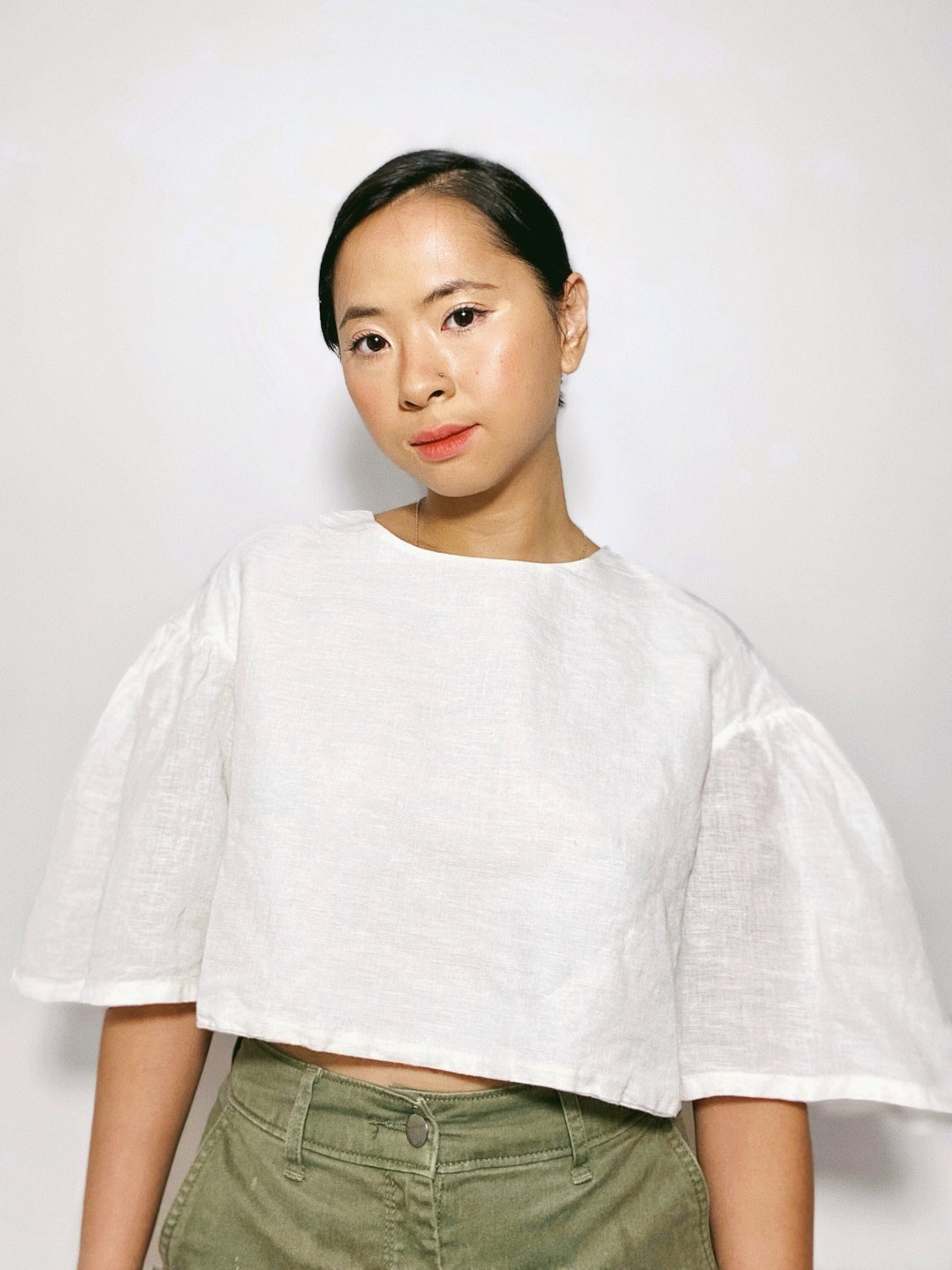 Cropped Linen Camisa Filipiniana Inspired Blouse Made to Order - Etsy