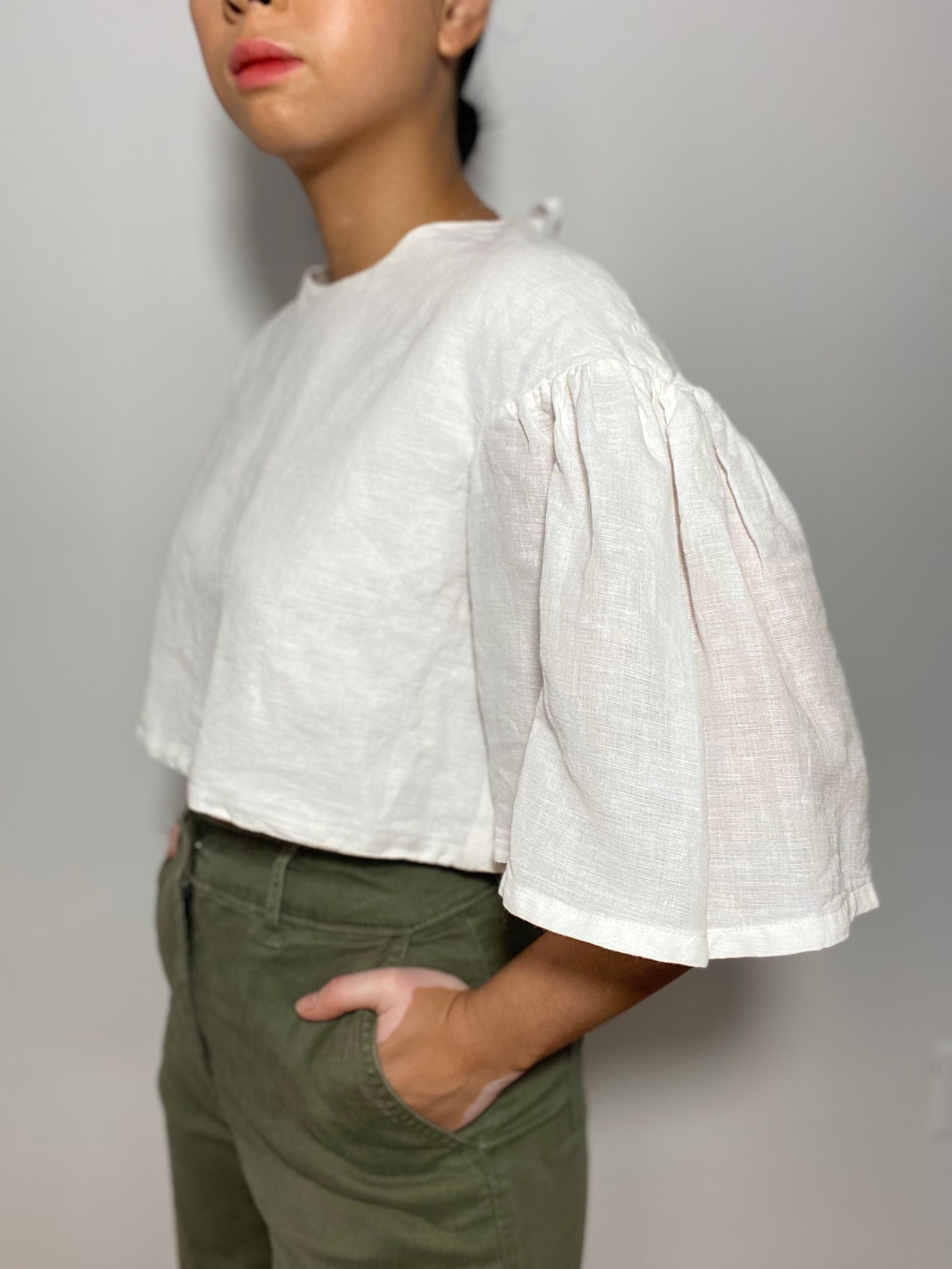 Cropped Linen Camisa Filipiniana Inspired Blouse Made to Order - Etsy