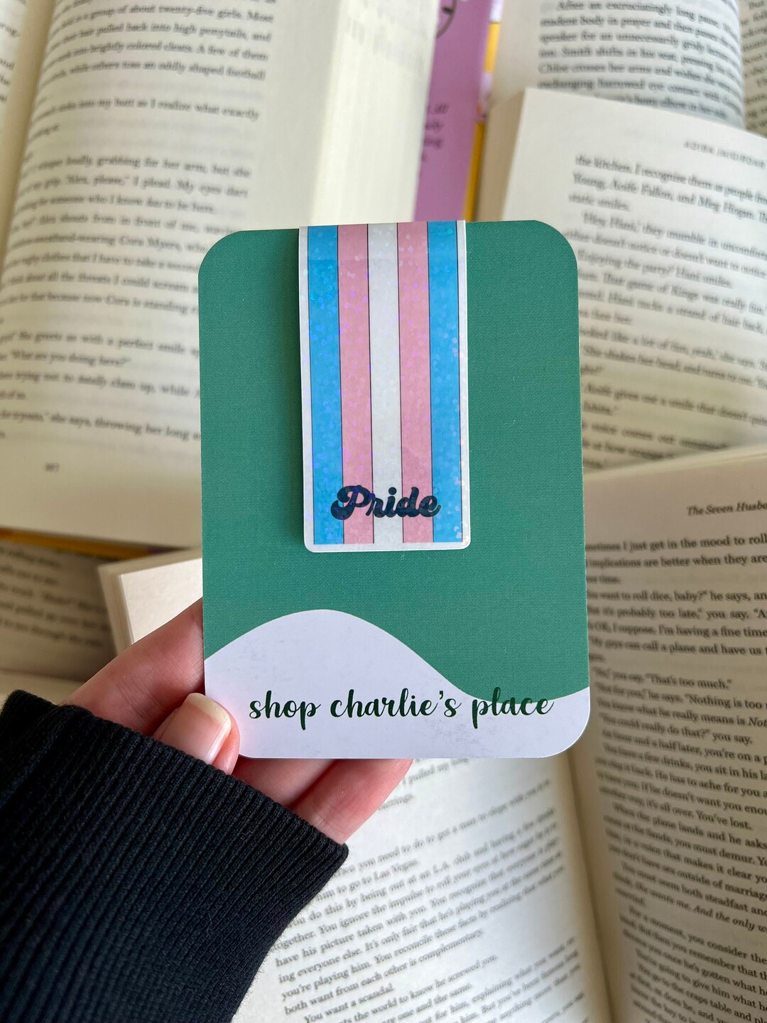TRANS PRIDE FLAG Holographic and Magnetic Bookmark Bookish Gifts Cute ...