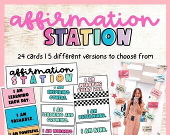 Affirmation Station Boho Rainbow Positive Affirmations Mirror Retro ...