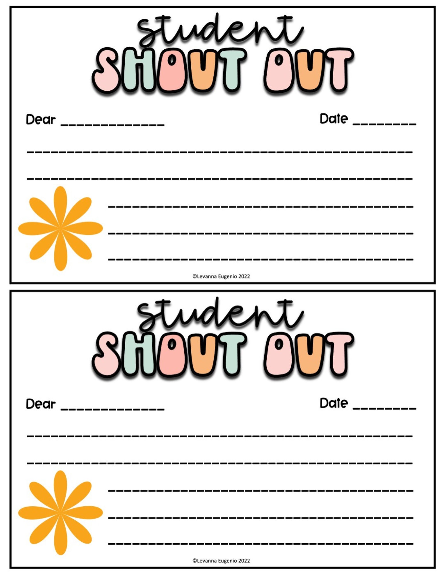 Student Shout Out Forms | Retro Themed - Etsy