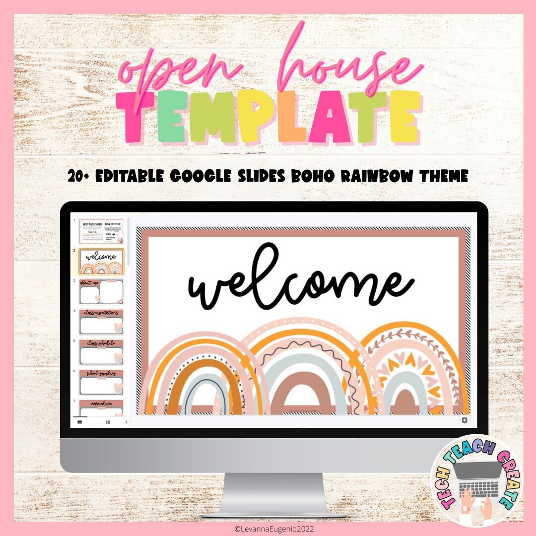 Editable Open House Template | Back to School | Boho Rainbow | Google ...